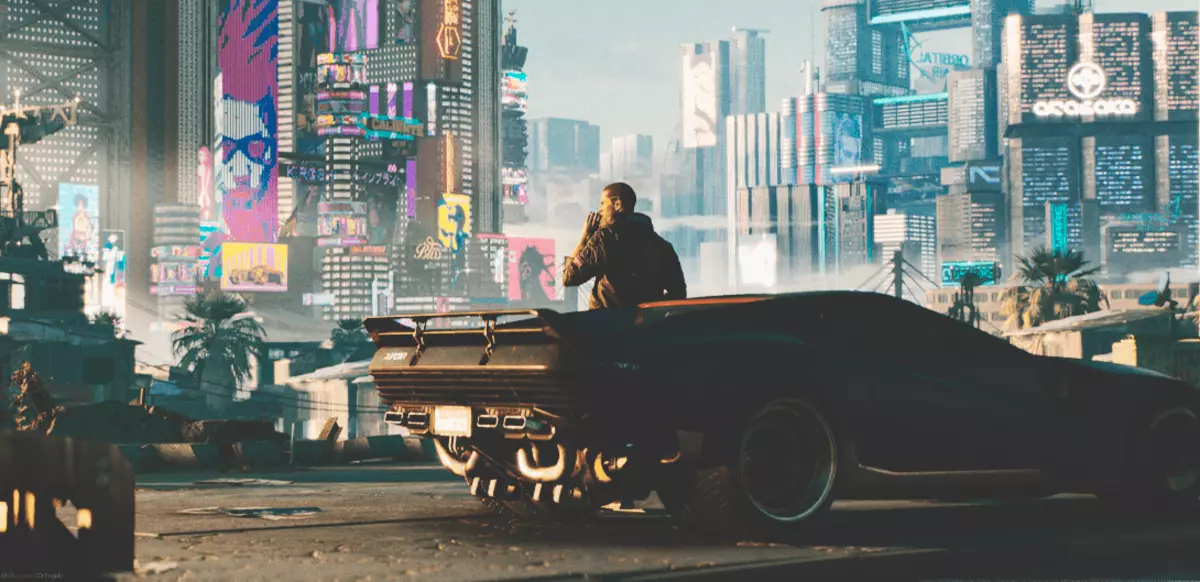 Topéng ilon ngungkabkeun kanyataan yén mobil Tesla Sesar Sesta tiasa ngajalankeun Cyberpunk 2077 18998_1