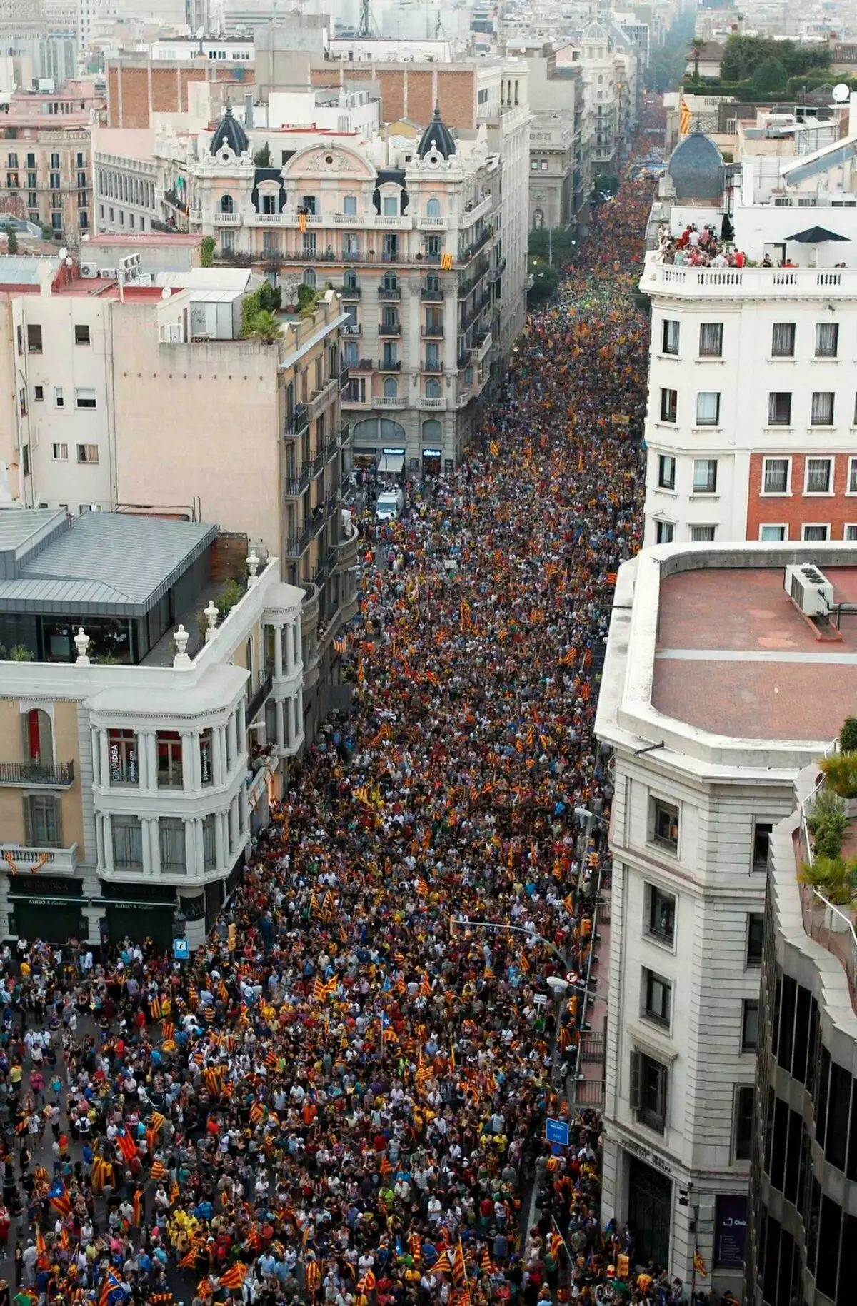 Cuộc diễu hành chứng minh trong Ngày Quốc khánh Catalan ở Barcelona